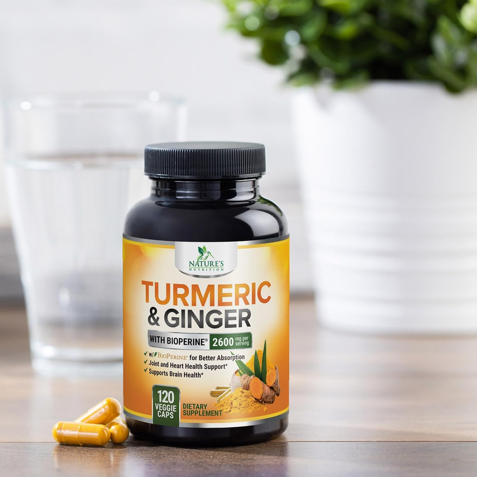 Turmeric Curcumin Supplement 2600Mg with Organic Ginger & Turmeric ...