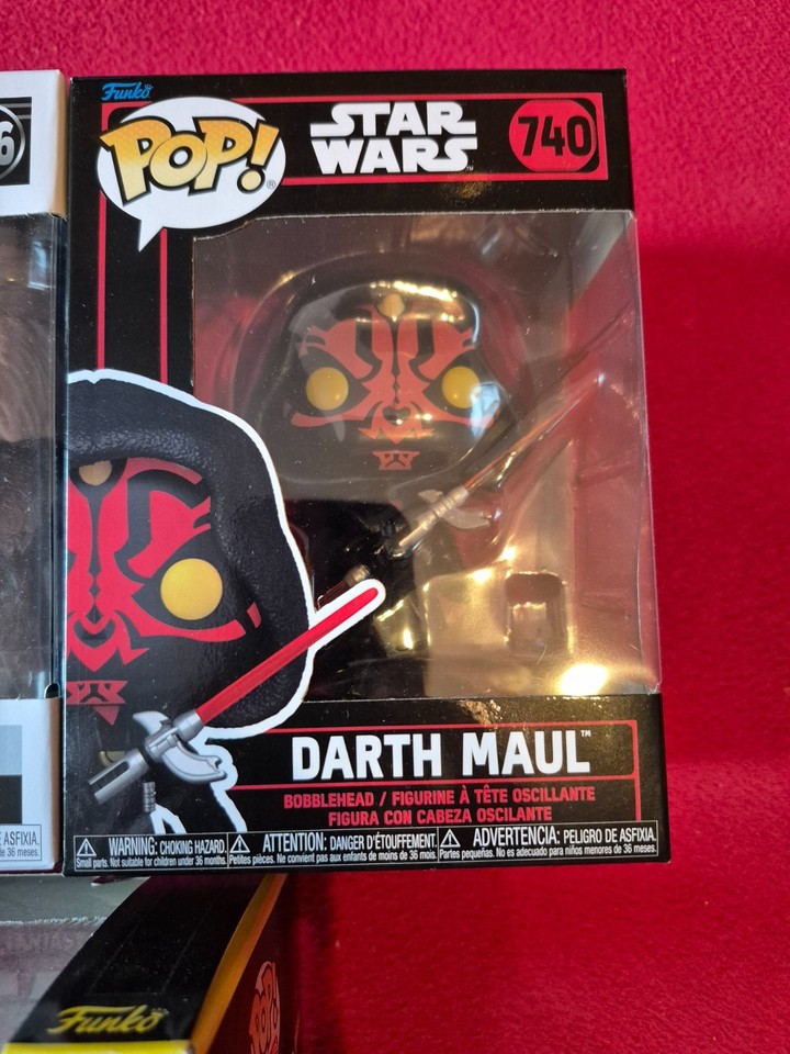 4 funko pop 1x Luke Skywalker limitiert 01 u. D. Maul, Luke u. Grogu ...