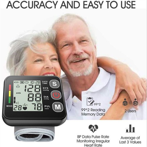 Digital Wrist Blood Pressure Monitor Heart Beat Rate Pulse BP Measure ...