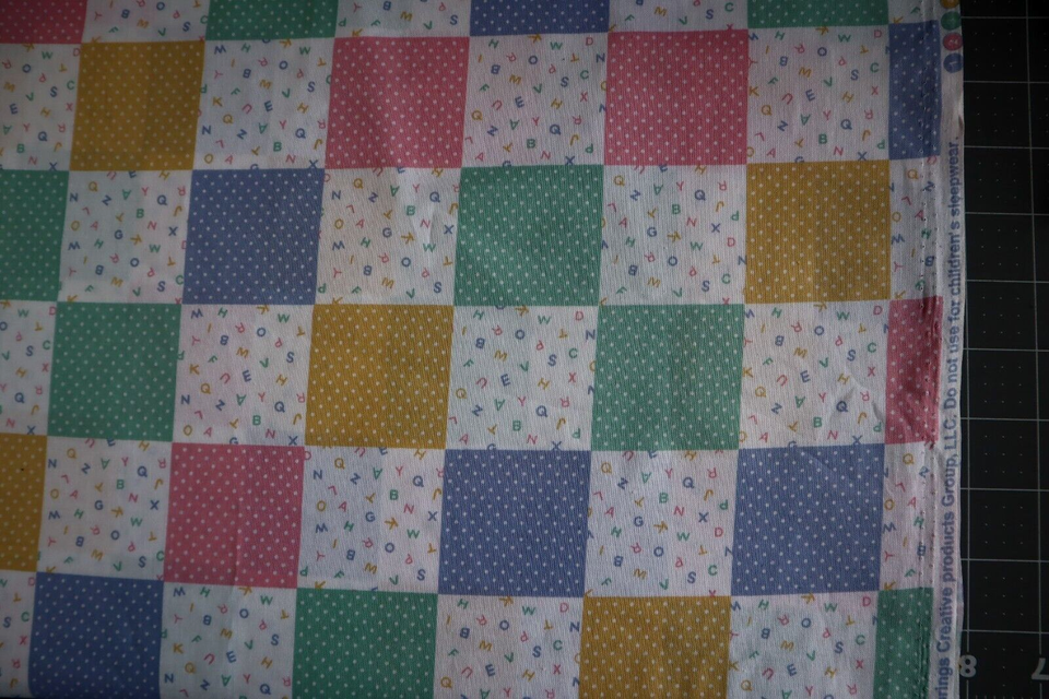 Baby Blocks ABC Dots Patchwork Pastel Cheaters Quilt Fabric Nursery BTY ...