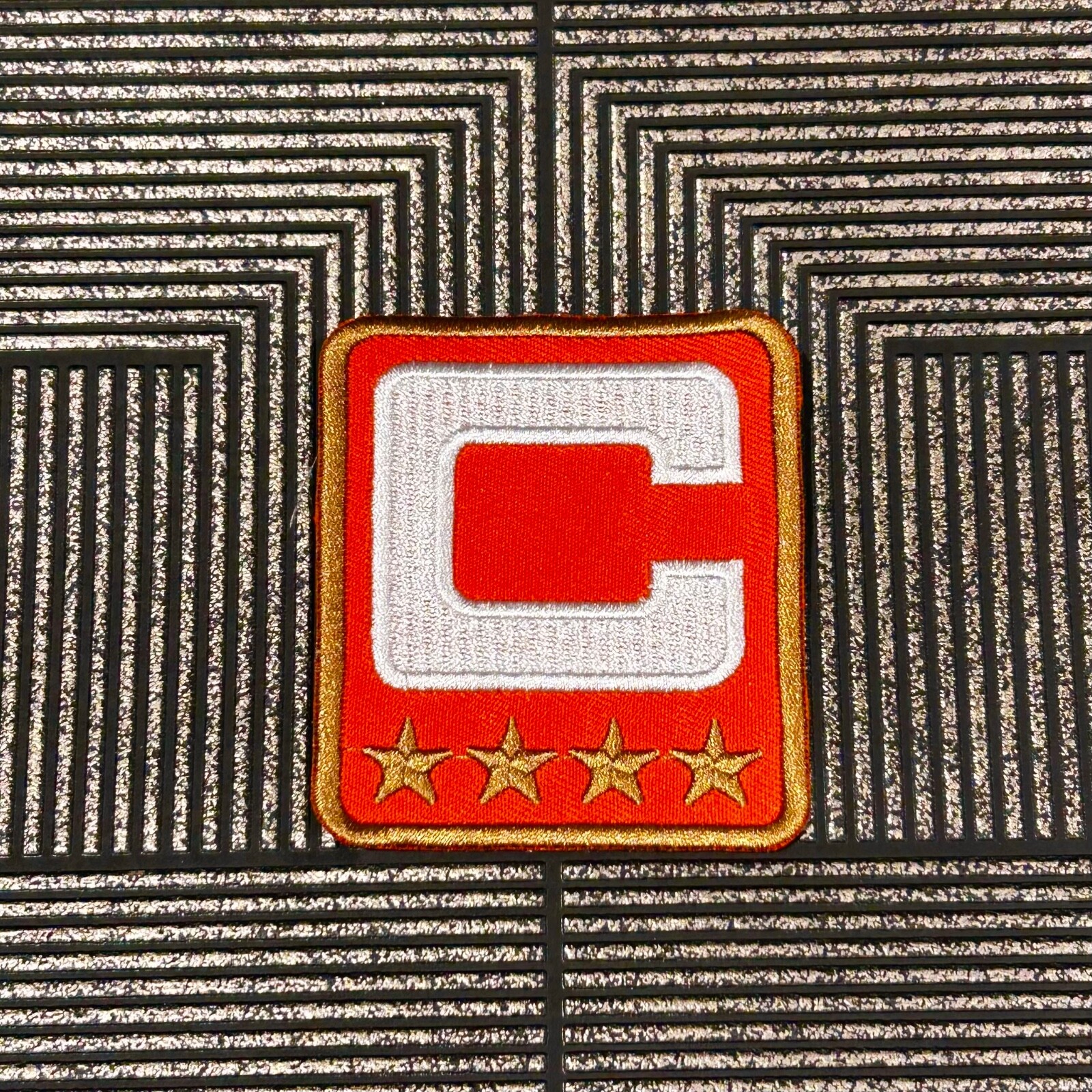 Captains Patch Sports NFL style American Football White and Gold on Red ...