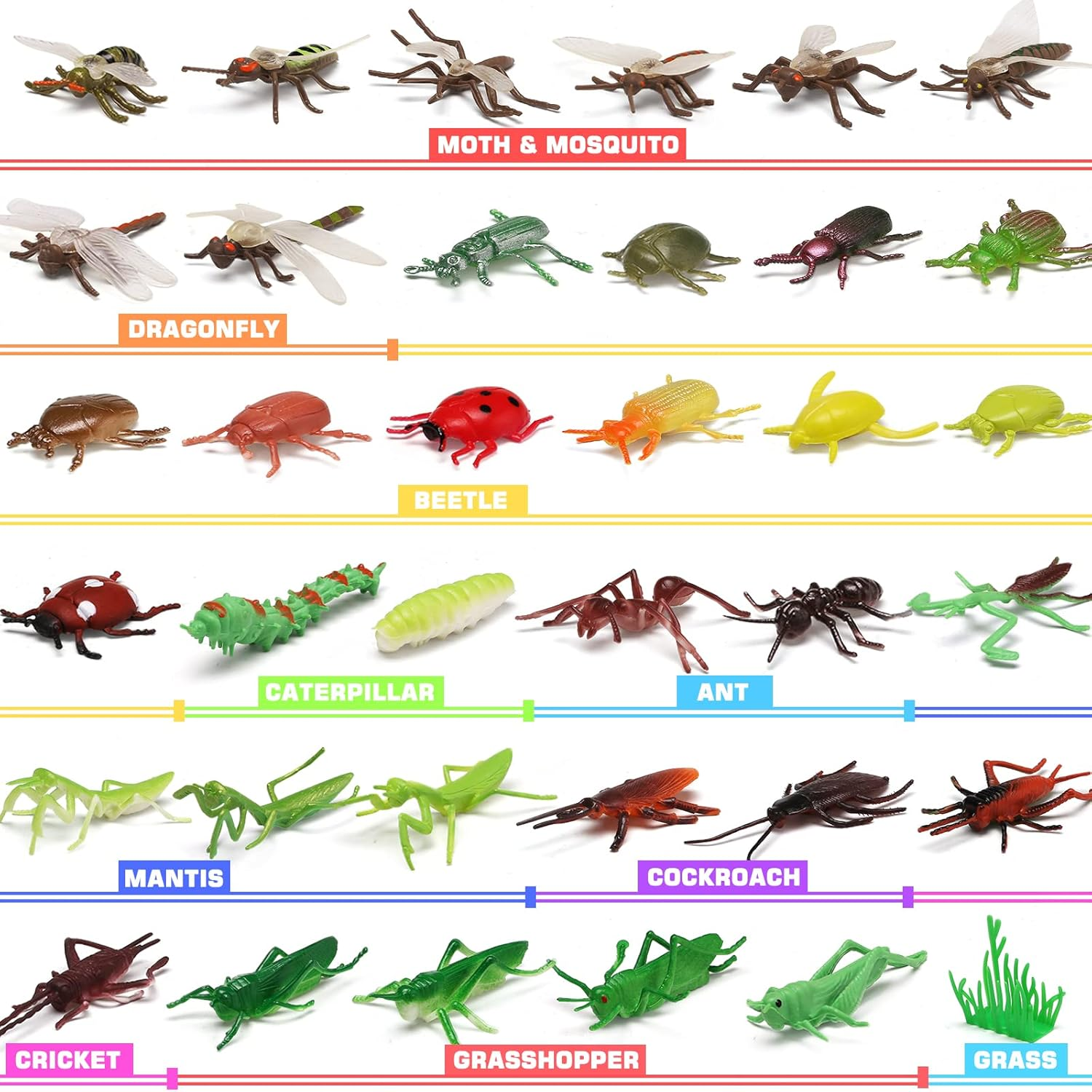 76 Pack Mini Plastic Bug Set, Realistic Insects Toy for Child, Fake ...