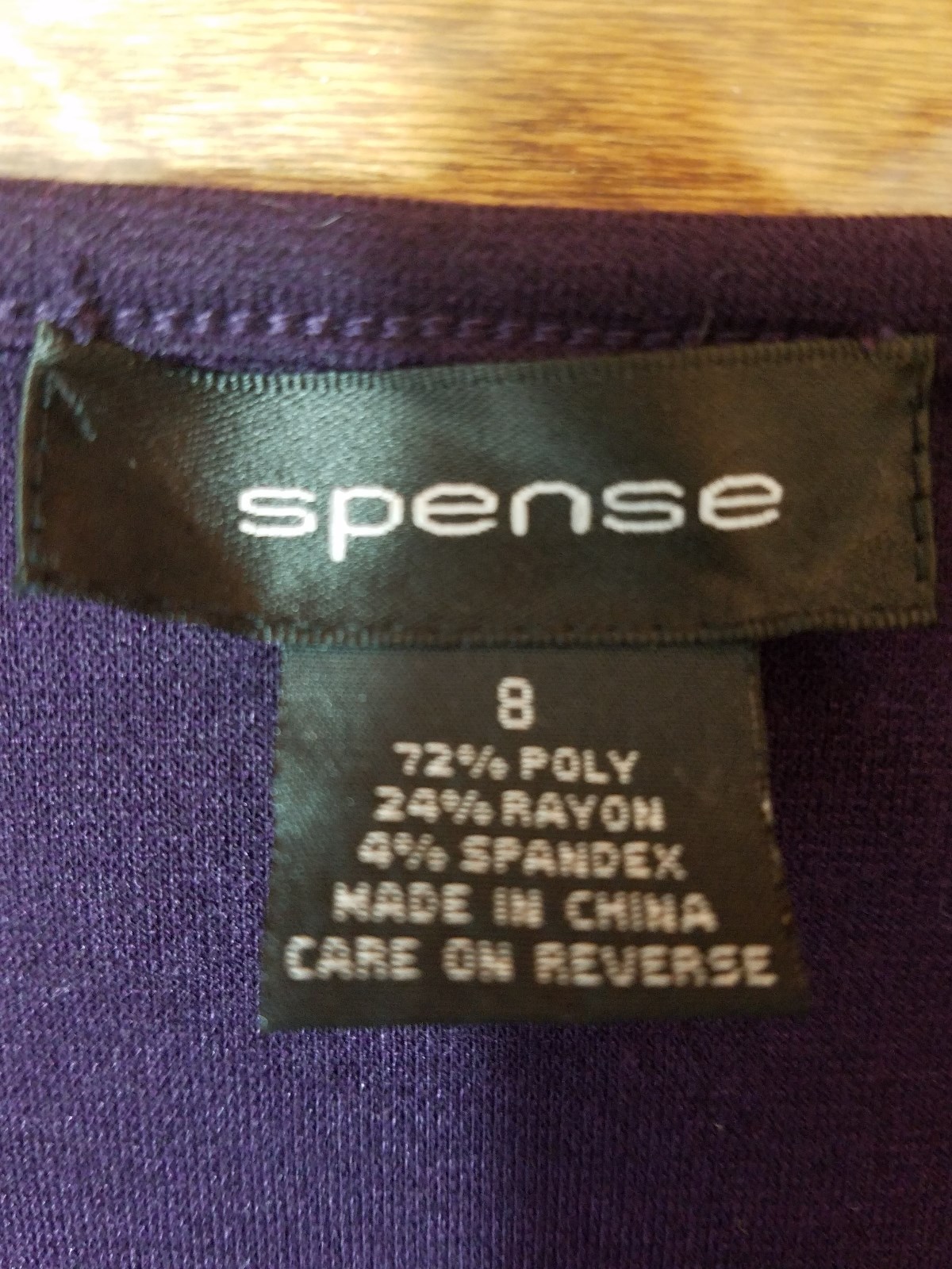 SPENSE Dress Womens Size 8 Purple Stretch 3/4 Sleeves Knee Length Loose ...