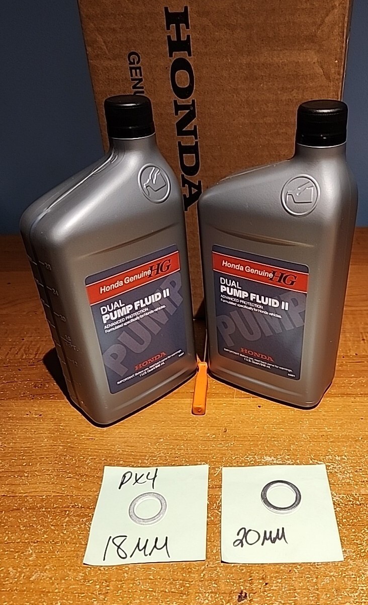 2 QUARTS GENUINE HONDA Dual Pump II Fluid W/Crush Washers 08200-9007 ...