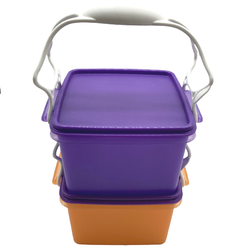 Tupperware QUARTET Square-A-Way 2 Deep Containers w/ CARIOLIER 7-cup ...