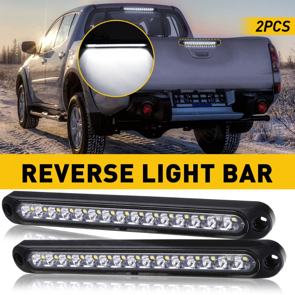 2x White 15-LED Light Bar Stop Turn Tail Backup Reverse Truck Trailer ...