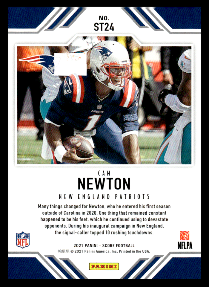 2021 Panini Score Cam Newton #ST24 New England Patriots Score Team NFL ...