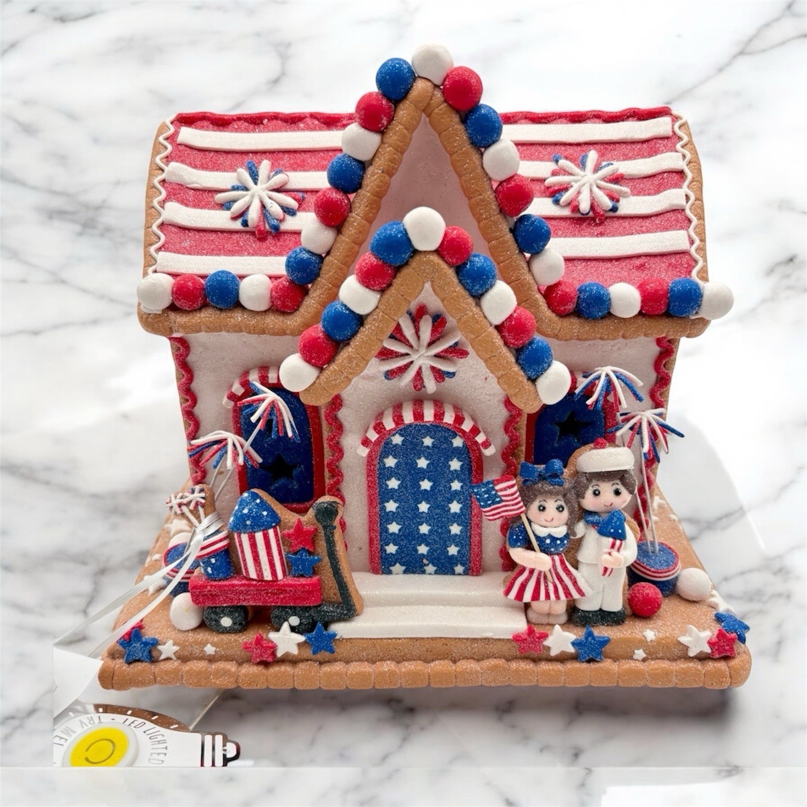 Patriotic LED 4th of July AMERICANA Gingerbread House Stars & Stripes ...