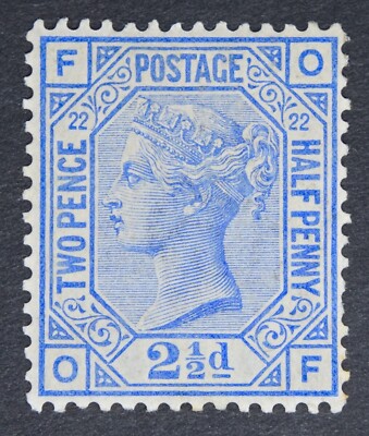 GB SG157 QV 1881 2-1/2d Blue, Plate 22, Wmk Crown, OF, Mint MLH | eBay UK