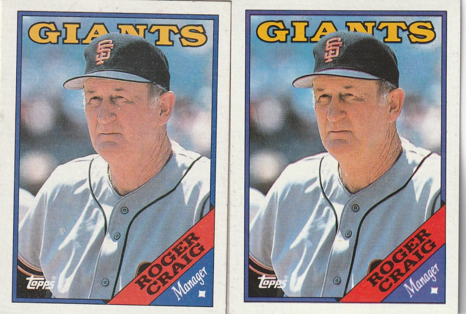 FREE HIPPING-MINT-1988 Topps #654 Manager Roger Craig San Francisco ...