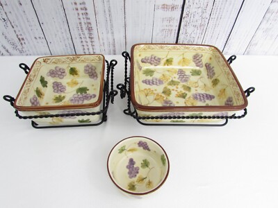 Temp-Tations By Tara Ovenware Vineyard Bakeware 3 pc 0.2 1,2 qt Metal ...