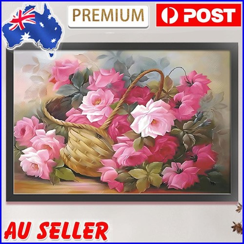Full Embroidery Silk Thread 11CT Printed Basket of Roses Cross Stitch ...