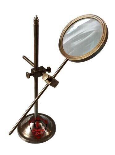 Brass Stand Magnifier Solid Desktop Magnifying Glass Vintage Paper ...