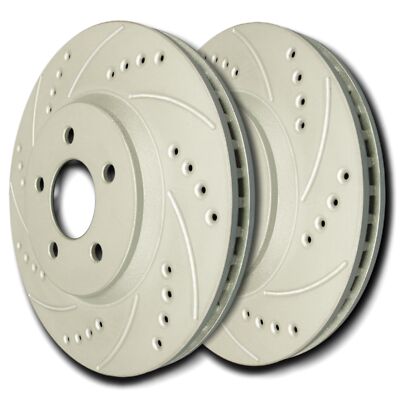 SP Performance F18-543 Drilled Slotted Brake Rotors ZRC Coating L/R Pr ...