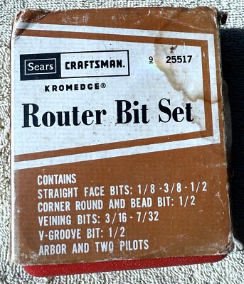 VINTAGE CRAFTSMAN KROMEDGE ROUTER BIT SET MODEL NO. 9-25517 AS PICTURED ...