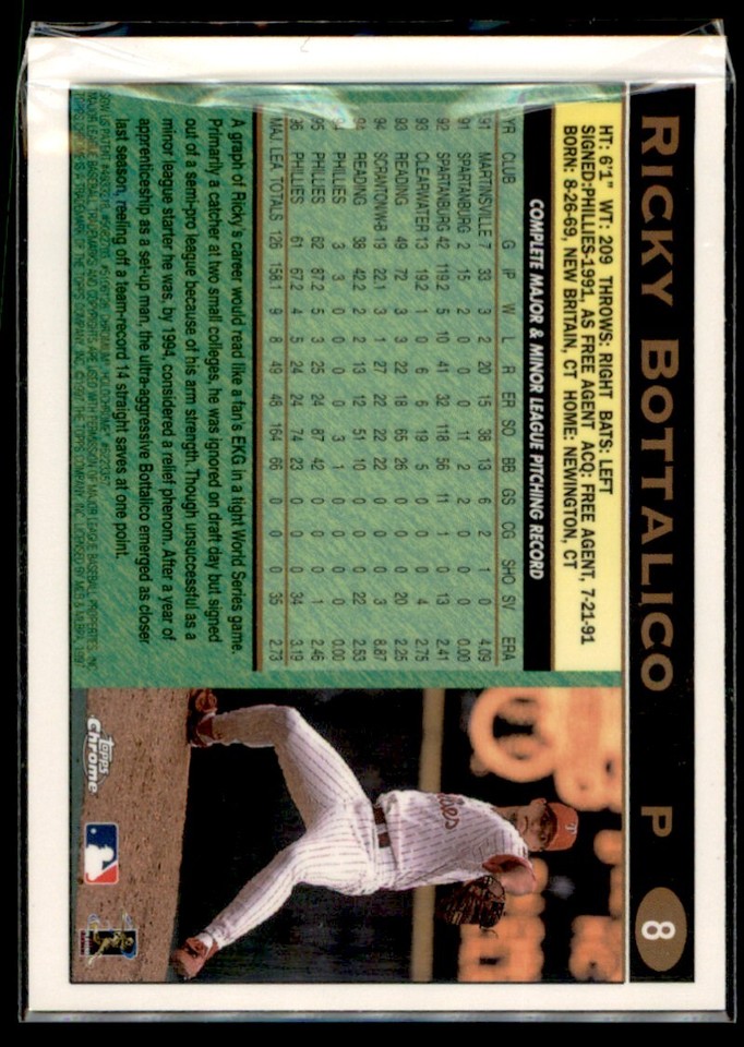 1997 TOPPS CHROME RICKY BOTTALICO PHILADELPHIA PHILLIES #8 | eBay