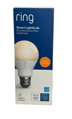 Ring - A19 Wi-Fi Smart LED Bulb - 60w Equivalent - White (Bridge ...