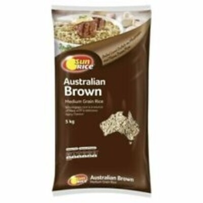 AUSTRALIAN MEDIUM GRAIN BROWN RICE 5KG BY CALROSE SUNRICE - FREE POST ...