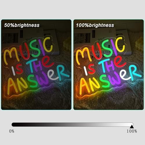 Music Is The Answer Neon Sign for Wall Decor Live Music Neon Light ...
