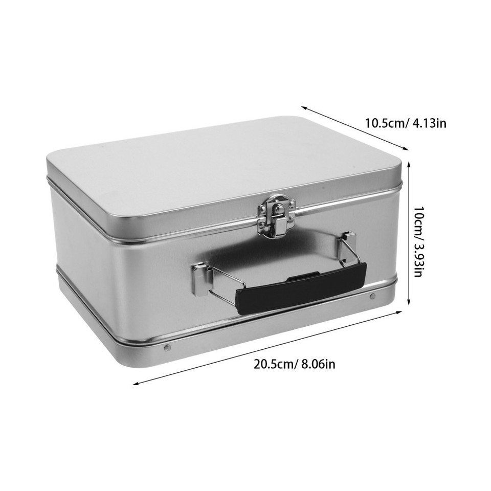 Tin Storage Box with Handle - Retro Metal Tin Box Container ...
