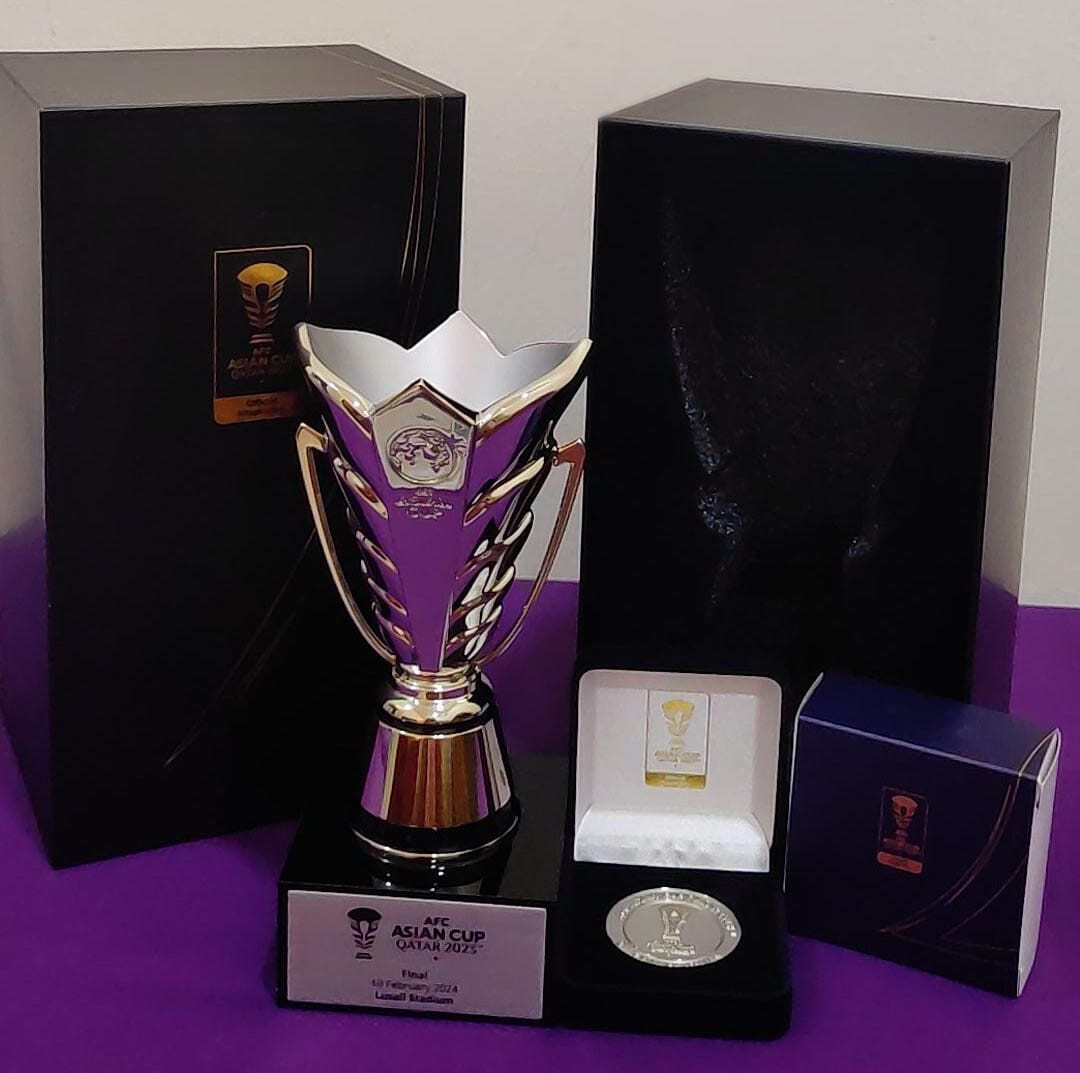 AFC ASIAN CUP 2023 FINAL MATCH SOUVENIR GIFT TROPHY & MEDAL #QATAR VS ...