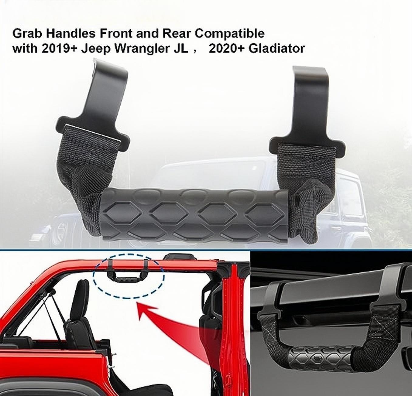 2018 Jeep Wrangler JL Front and Rear Sport Bar Grab Handle Set Mopar ...