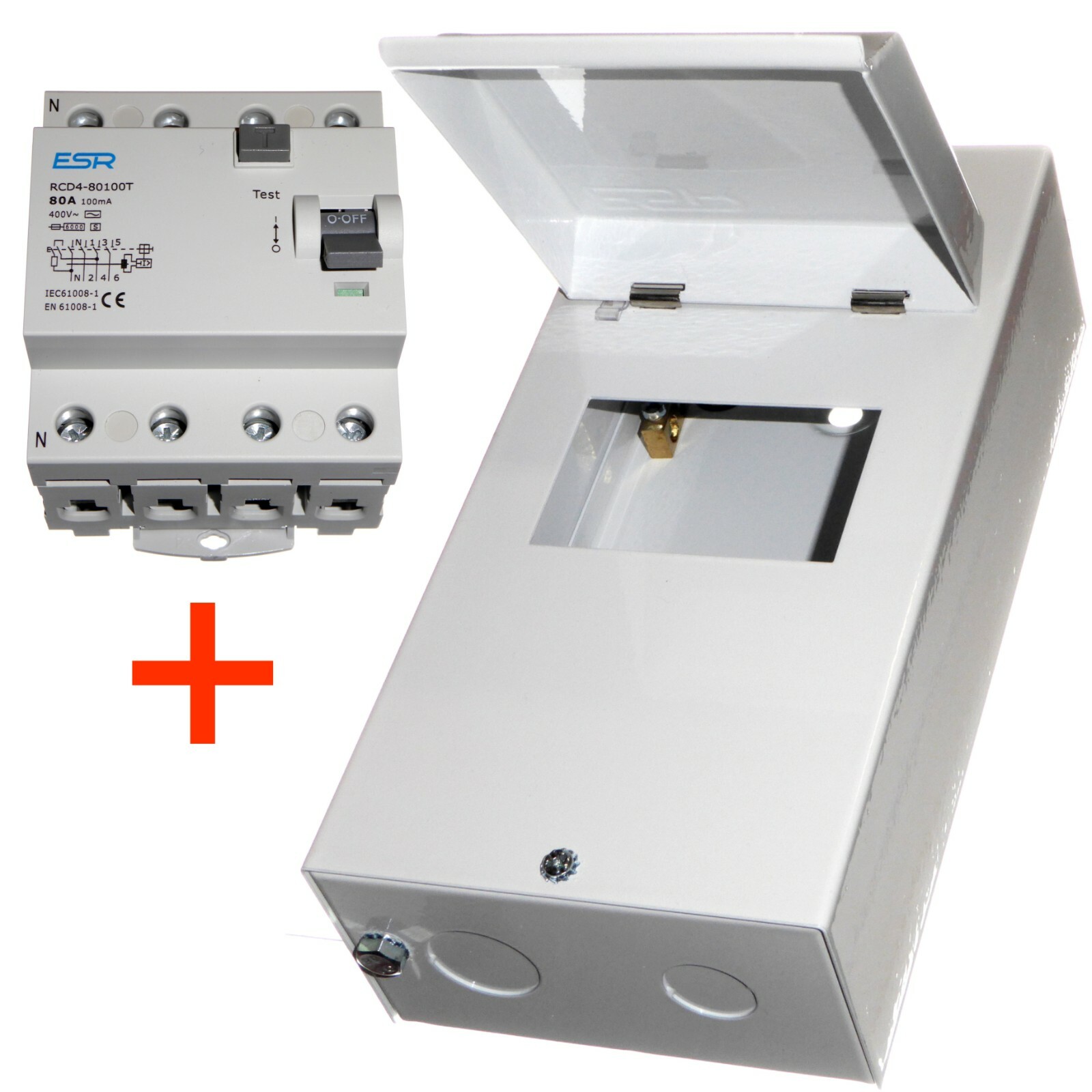 80 Amp 100mA 4 Pole 3-Phase Time Delay RCD RCCB Trip Switch Metal ...