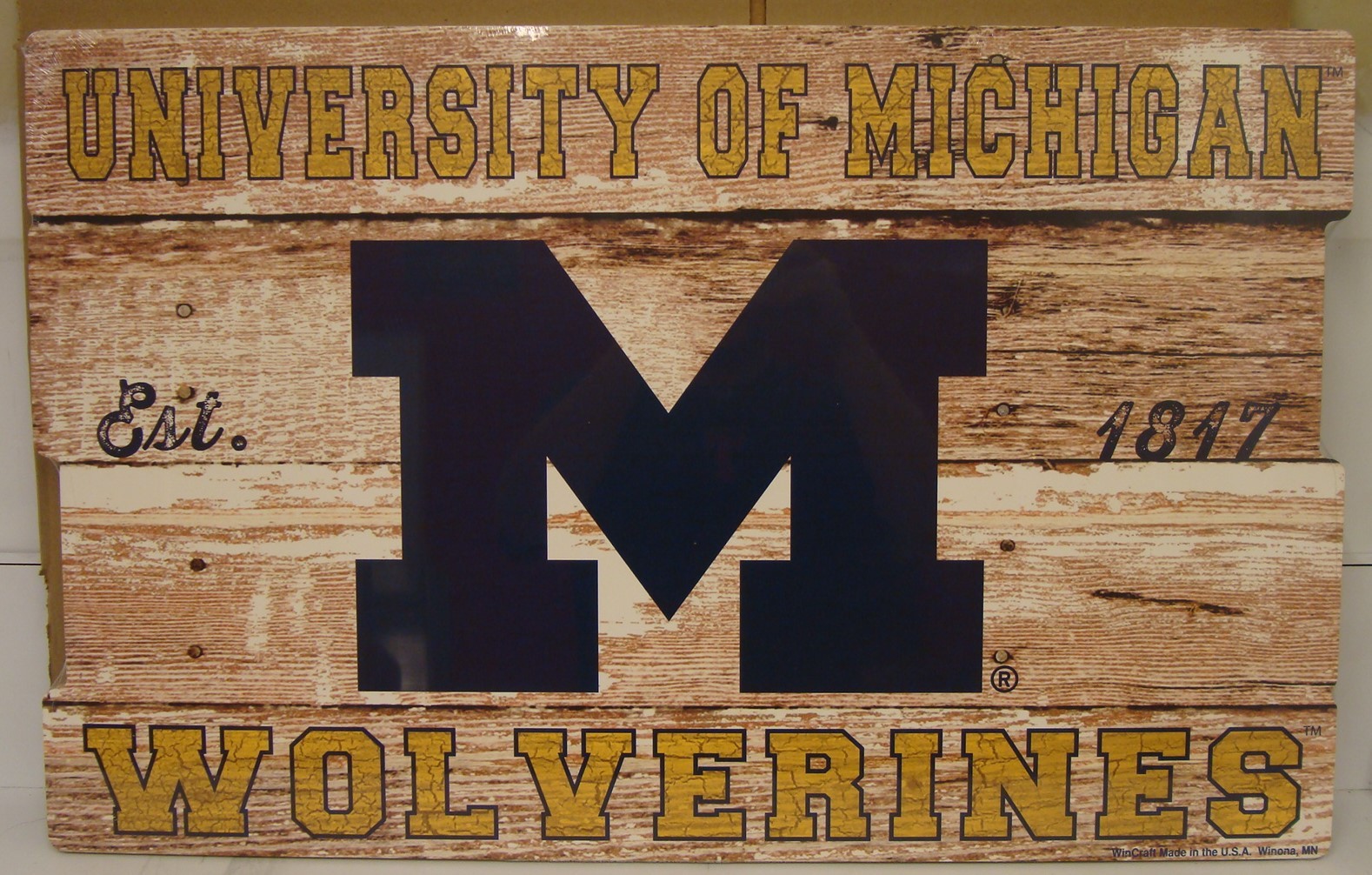 MICHIGAN WOLVERINES EST 1817 WOOD FENCE SIGN 19"X30'' NEW WINCRAFT 👀 | eBay