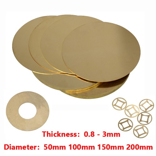 H62 Solid Brass Discs Blanks Metal Round Sheets OD 50-200mm Thick 0.8mm ...