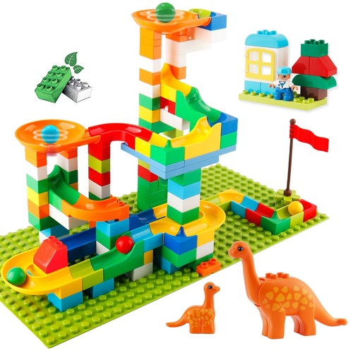 Marble Run Building Blocks, 145 PCS Classic Big Blocks STEM Toy Bricks ...