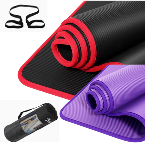2' x 6' x 1/2" thicken yoga mat edge wrapped tear proof w/ storage bag ...