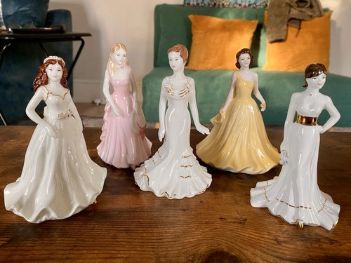 5 x Small Coalport Ladies Amanda Cindy Savannah Crystal Figurines ...