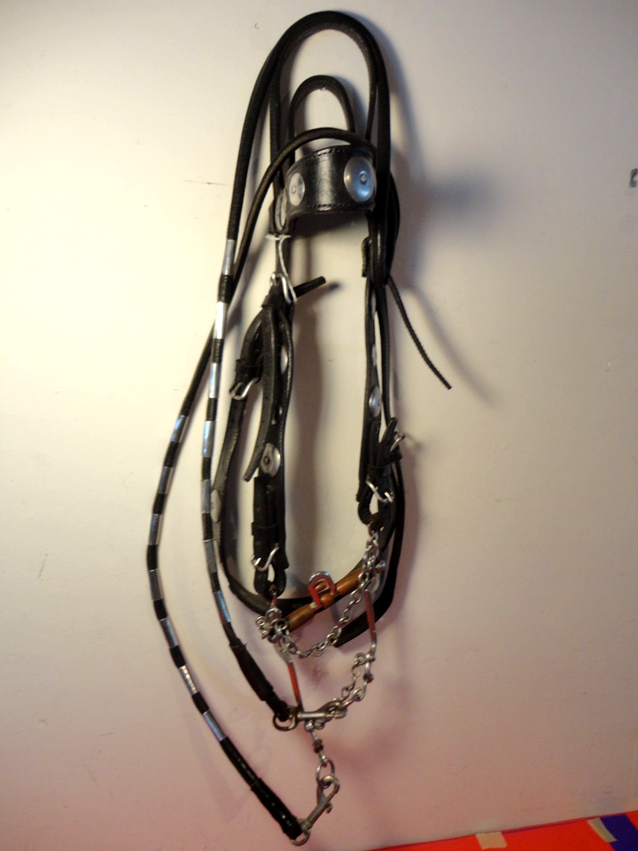 Vintage Black Leather Western Bridle Reins Bits and Breast Plate with ...