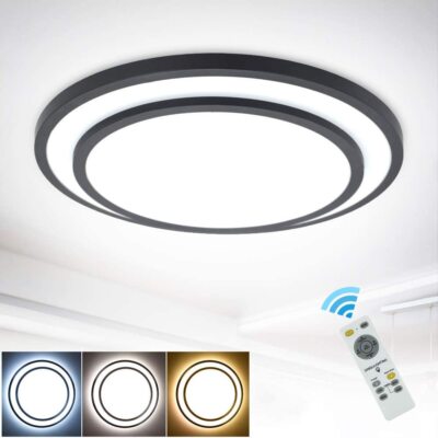 Modern 20" LED Flush Mount Ceiling Light Dimmable with Remote Control ...