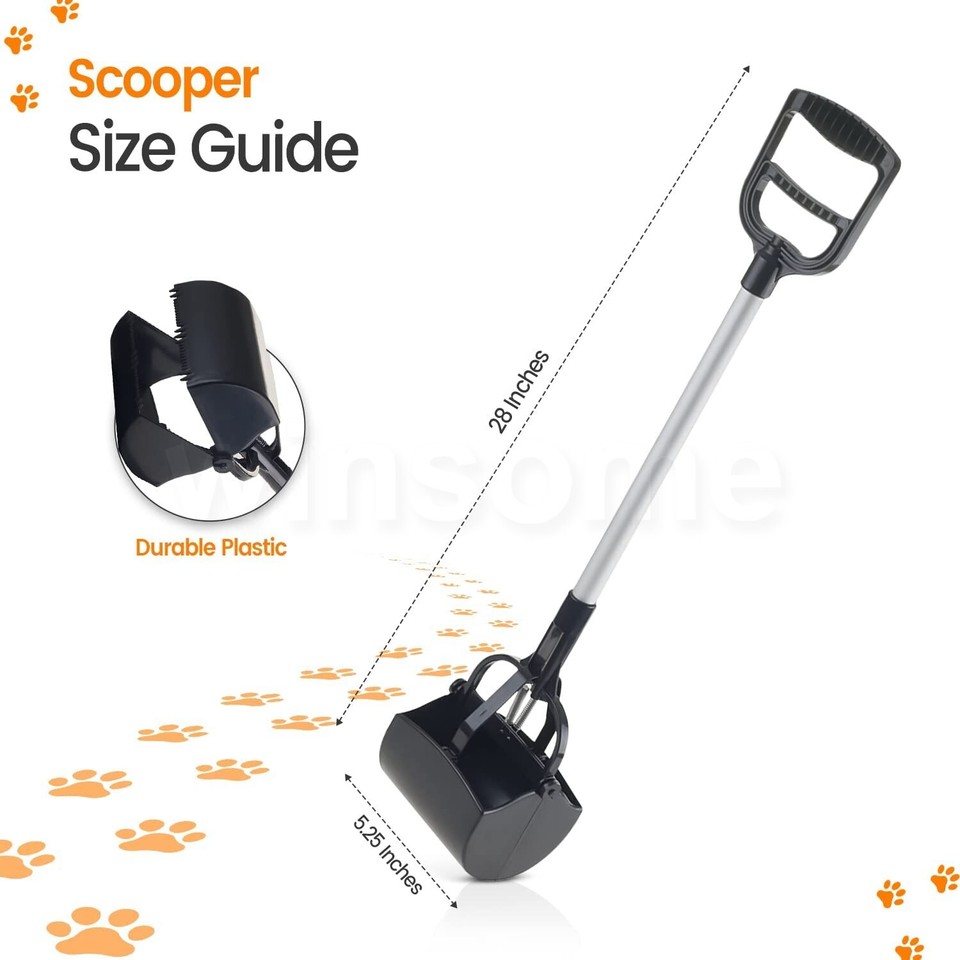 28″Long Handle Pooper Scooper Jumbo Dog Cat Poop Scoop Waste Grabber ...
