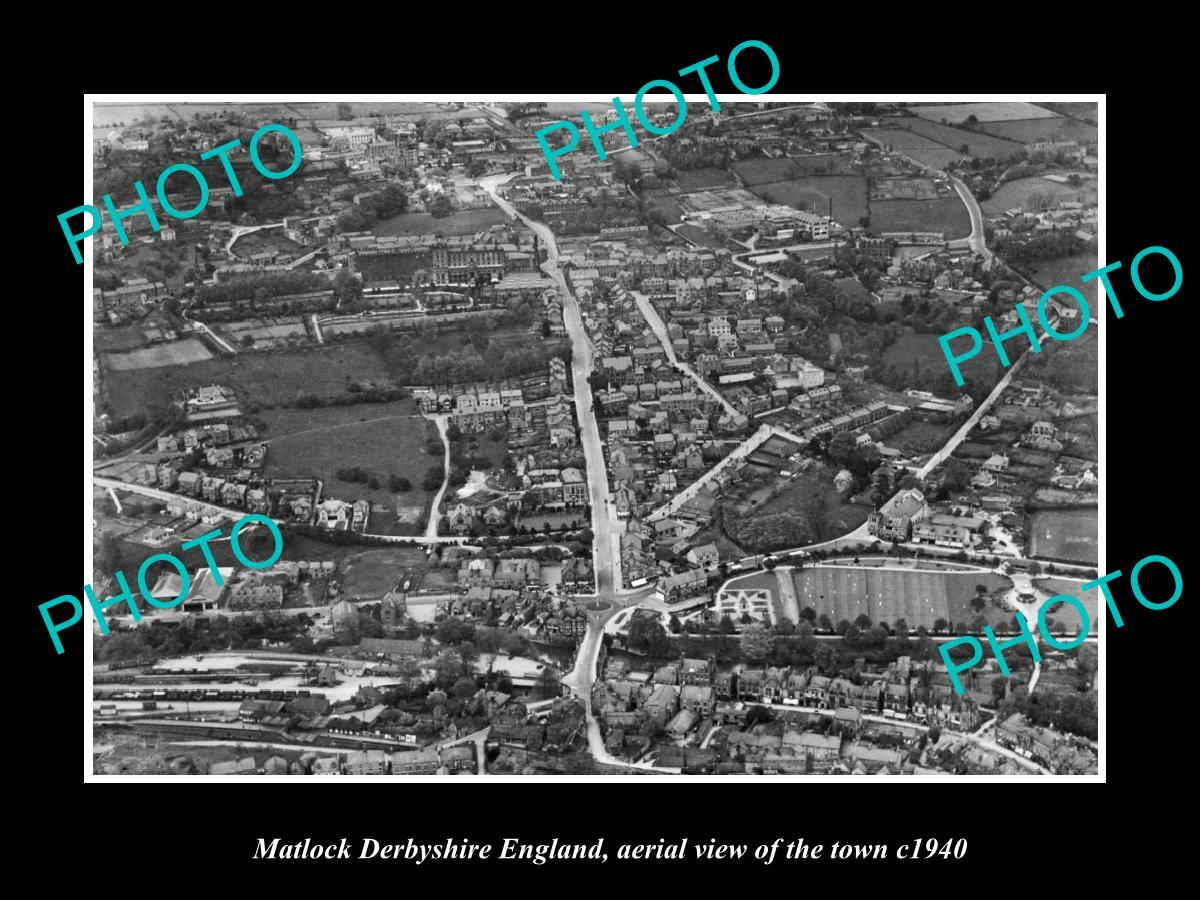 OLD 6 X 4 HISTORIC PHOTO OF MATLOCK ENGLAND, AERIAL VIEW OF TOWN c1940 ...