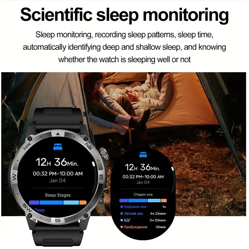 1.43" AMOLED Smart Watch + GPS Compass Bluetooth Call Fitness Tracker ...