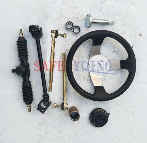 110cc Go Kart Quad Parts 300mm Steering Wheel Assembly 520mm Gear Rack ...