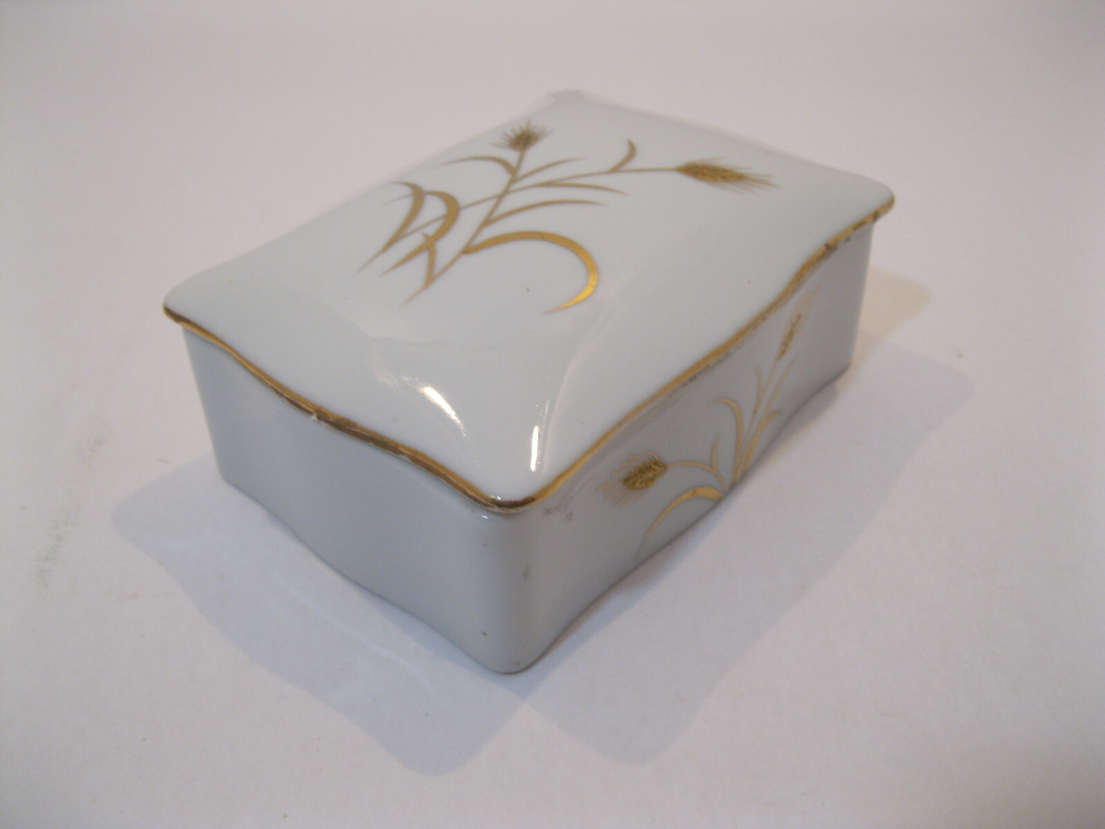 Vintage Lefton China Gold Trim Trinket Cigarette Box, Gold Wheat ...