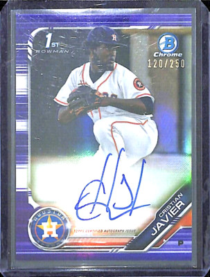 2019 Bowman Chrome Purple Refractor Autograph CPA-CJ Christian Javier ...