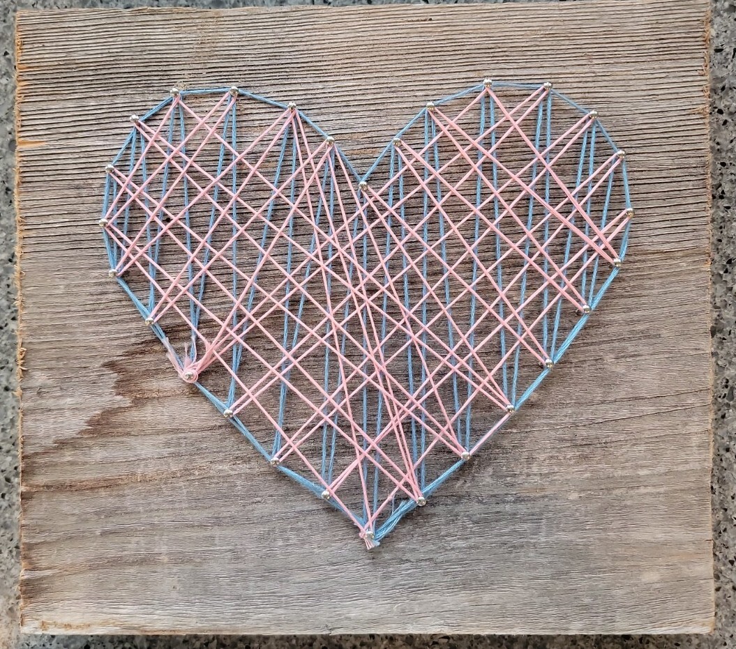 Primitive Barn Wood String Art Box Sign Heart Handmade Wall decor ...