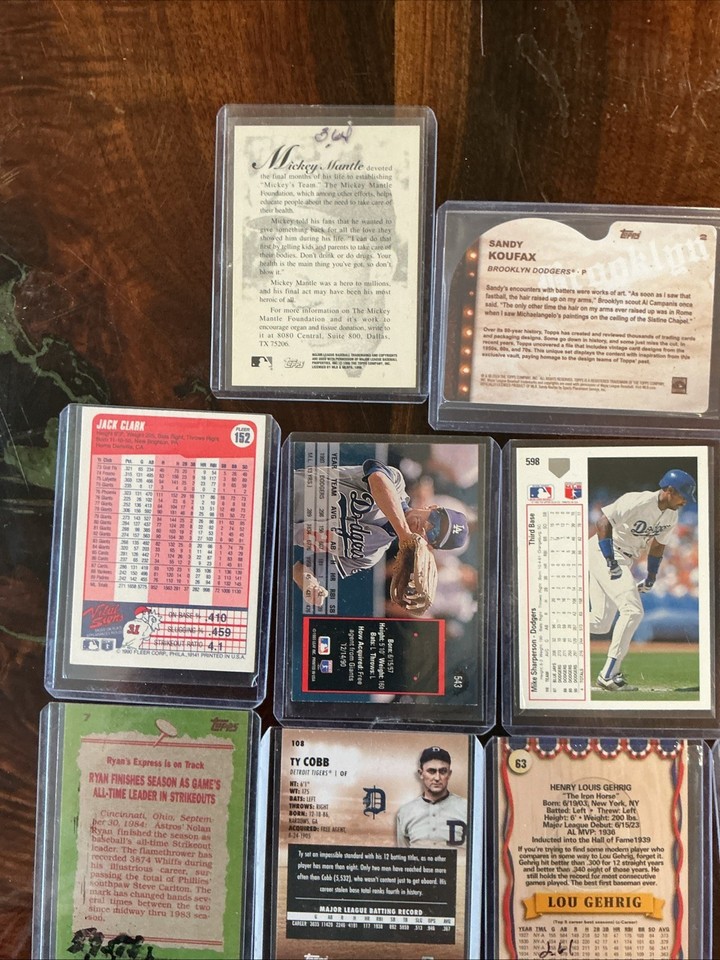 28 Vintage Basball Card Lot Mickey Mantle, Lou Gehrig, Sandy Koufax.. 5 ...