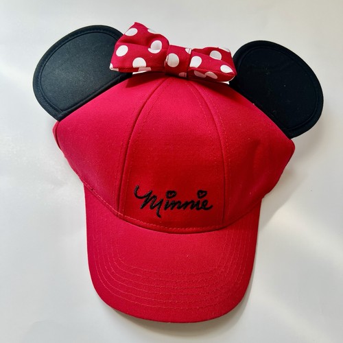 Disney Red Minnie Mouse Snap Back Cap/Hat with Ears With Bow | eBay