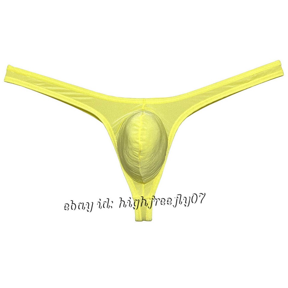 Mens Shiny T-back Underwear Male Bulge Pouch G-string Thong Ice Silk ...