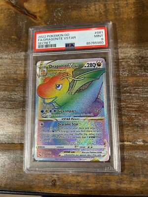 POKEMON 2022 GO DRAGONITE Full Art Vstar Secret Rare #081 PSA 9 Mint ...