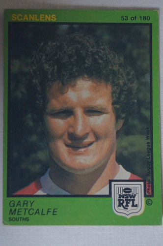 NRL Rugby League Vintage 1982 Scanlens Card South Sydney Rabbitohs Gary ...