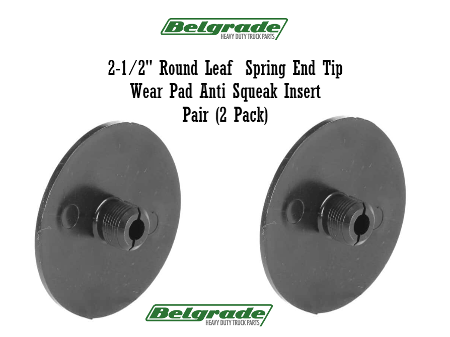 2-1/2" Round Leaf Spring End Tip Wear Pad Anti Squeak Insert Pair (2 ...