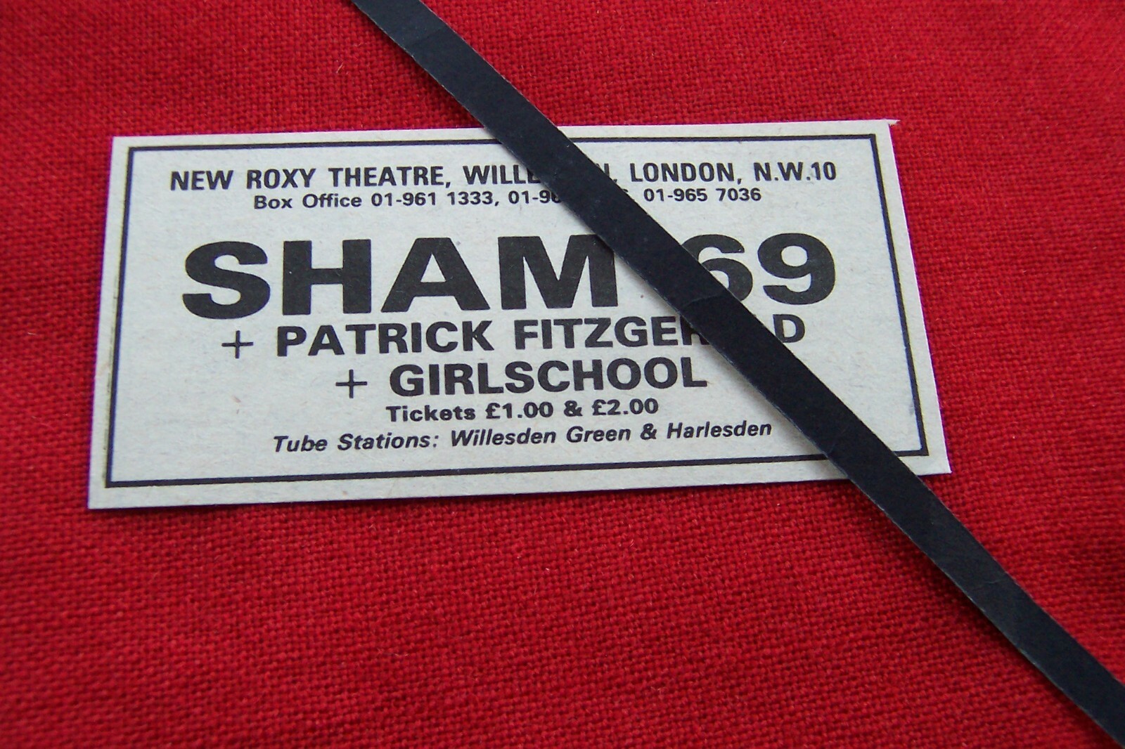 SHAM 69 ORIGINAL 1978 VINTAGE GIG CONCERT ADVERT ROXY THEATRE WILLESDEN ...