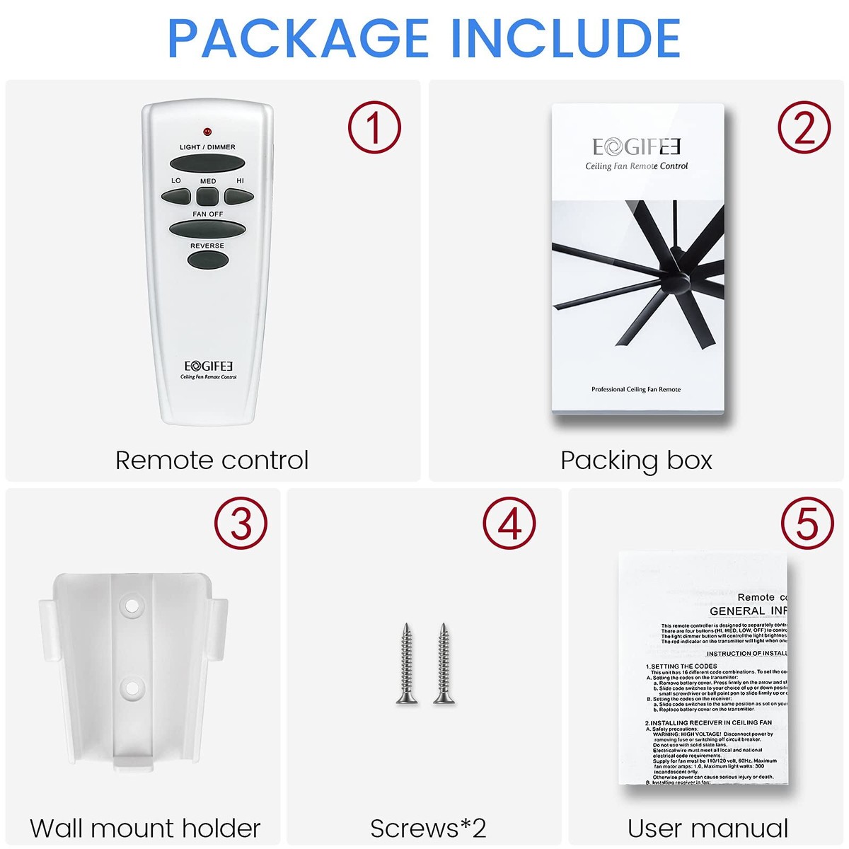 Eogifee Uc7083t Ceiling Fan Remote Control Replacement Of Hampton Bay