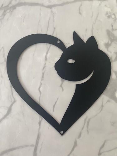Steel Roots Cat Heart Metal Wall Art Plasma Cut Decor NEW | eBay
